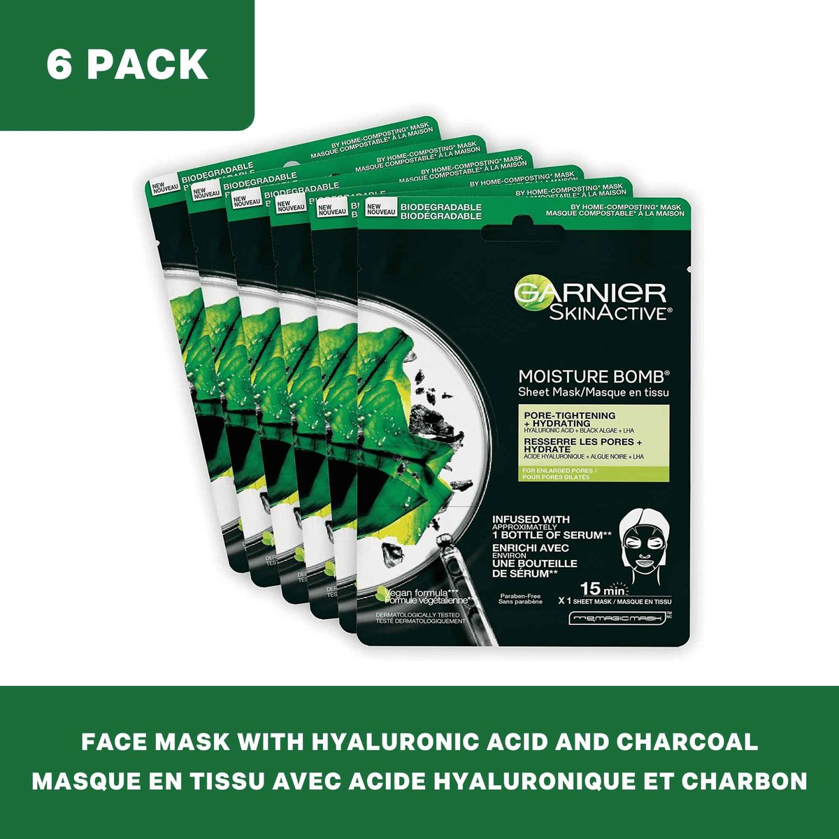 Moisture Bomb Hydrating Sheet Mask Pack of 6 - Garnier CA