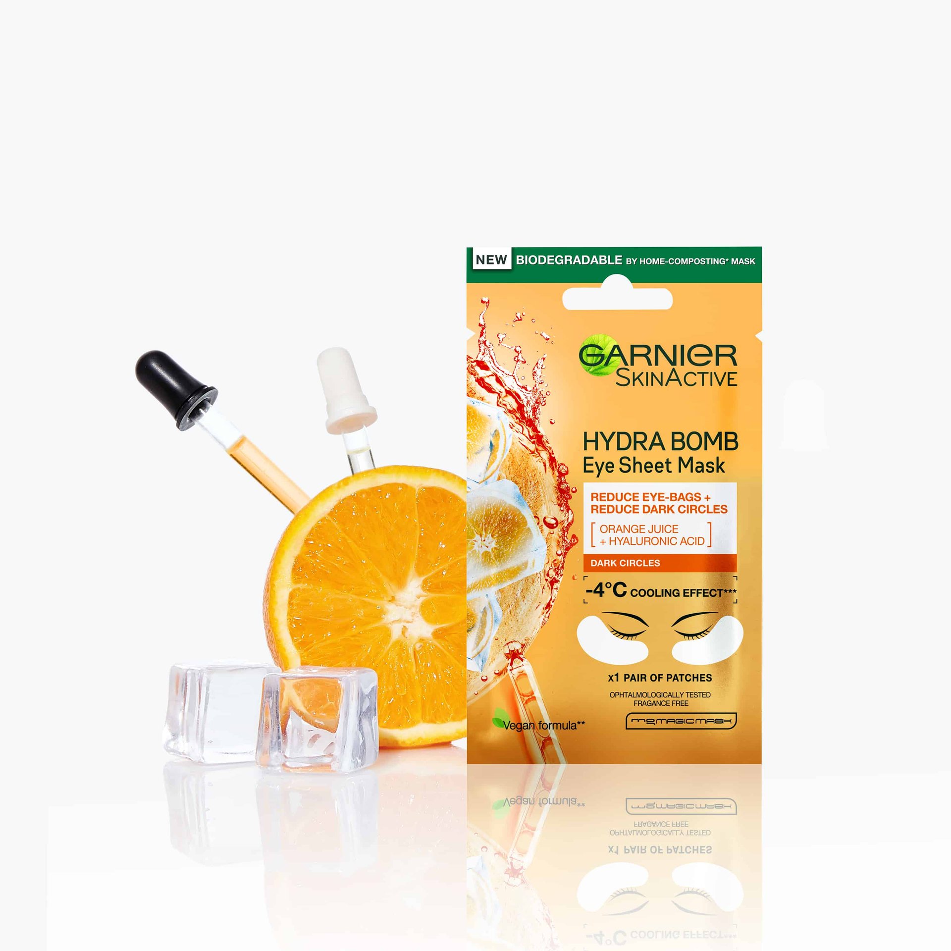 Moisture Bomb Brightening Eye Sheet Mask - with Orange Juice - Garnier ...