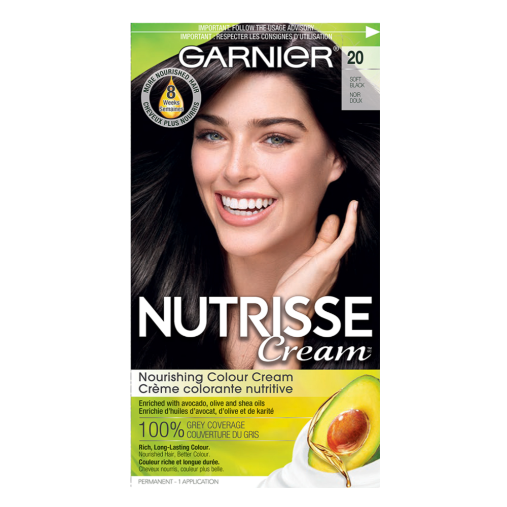 Permanent Hair Dye - 20 Soft Black - Garnier Nutrisse Cream