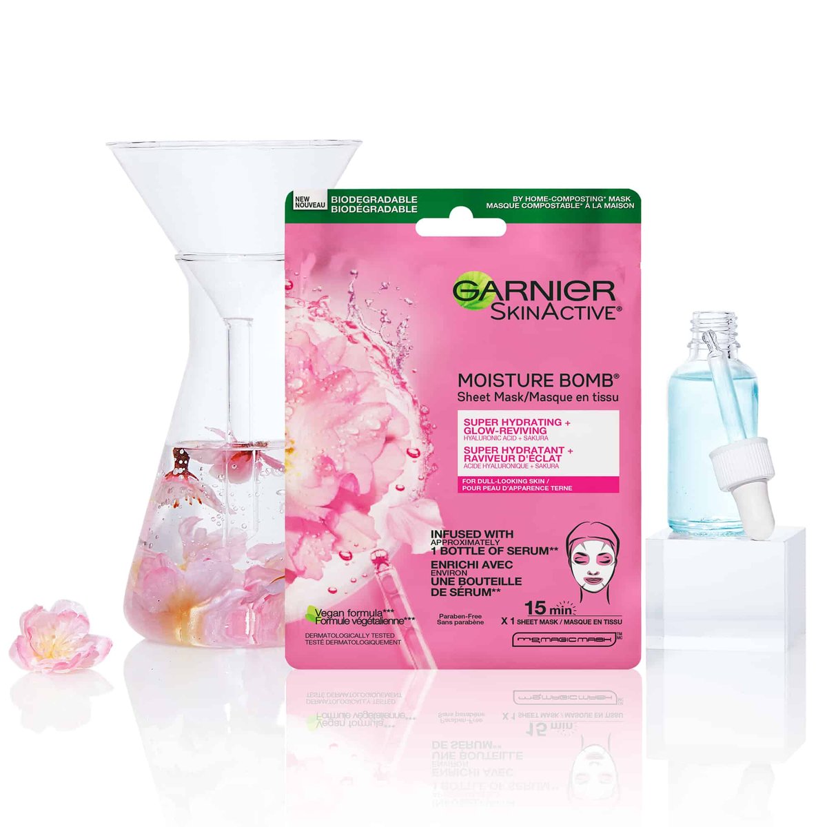 Moisture Bomb - Sakura & HA Hydrating Sheet Mask - Garnier
